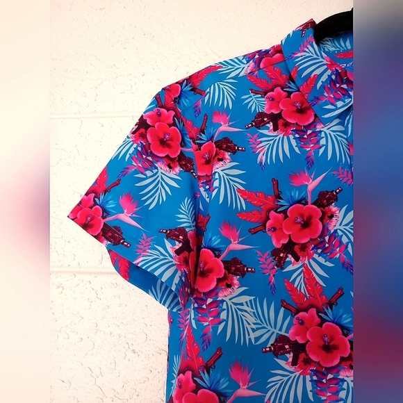 retro Rifle | Shirts | Retro Rifle Mens Hibiscus Print Button Down Polo ...